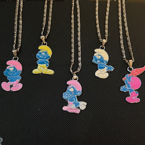 Vintage | Jewelry | New Vintage 98s90s Era Silver Neon Smurfs Cartoon ...